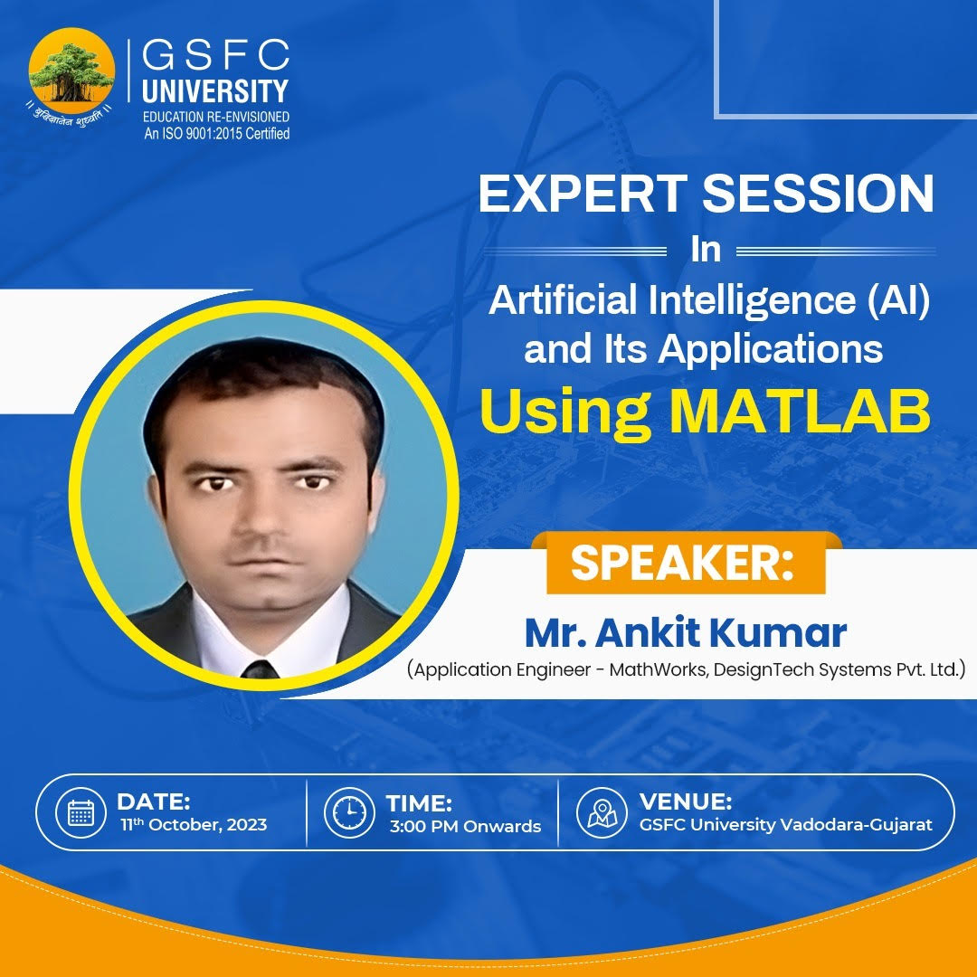 Expert Session in AI using MATLAB | GSFC University, Vadodara