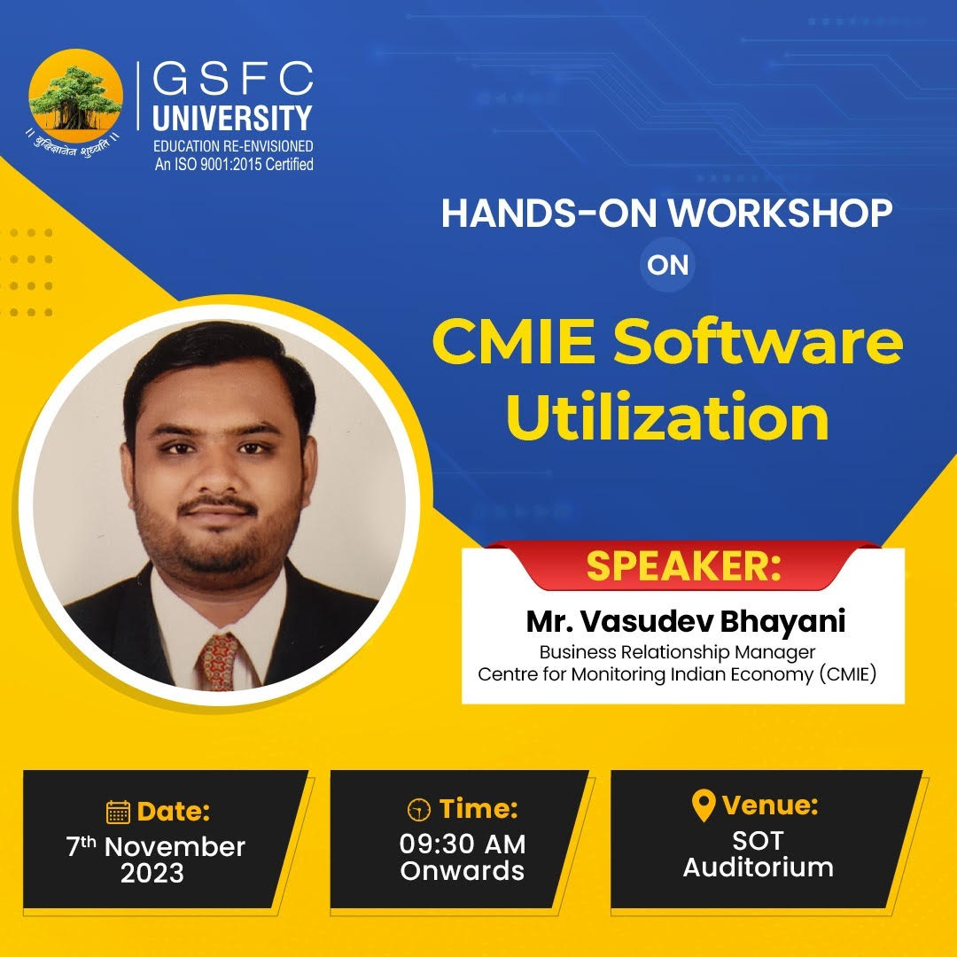Hands-on workshop on CMIE Software | GSFC University, Vadodara